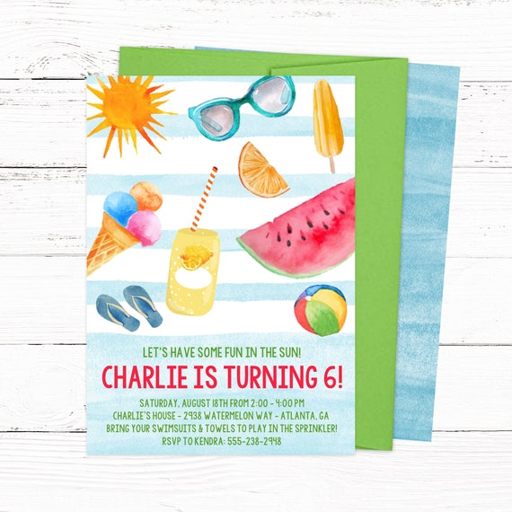 Summer Fun Birthday Party Invitation Fun in the Sun | Etsy