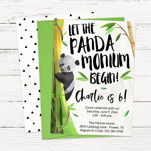 Panda Invitation - Etsy