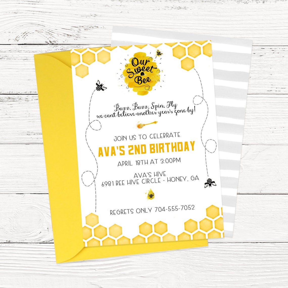Bee Birthday Invitation Cute Buzzing Beehive Honeycomb - Etsy