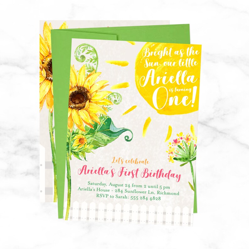 Sunflower Birthday Party Invitation - Etsy