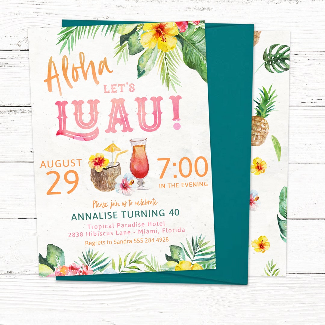 Aloha Luau Tropical Party Invitation - Etsy