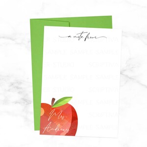 Apple Note Cards | Teacher Stationery - Etsy