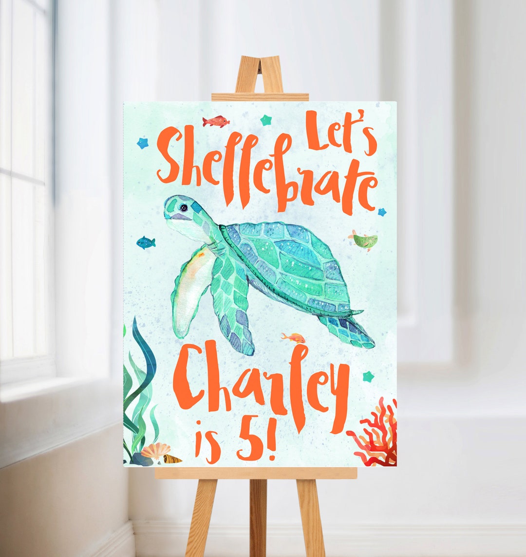 Sea Turtle Birthday Party Welcome Sign - Under the Sea Turtle Party ...