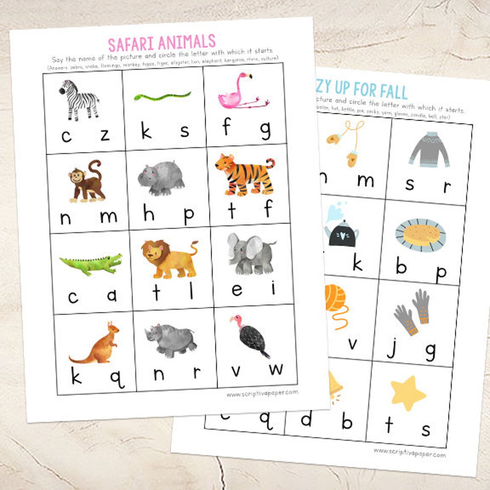 10 Worksheets for Practicing Beginning Sounds Kindergarten & - Etsy