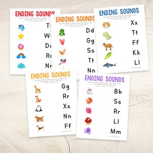 10 Worksheets for Learning Ending Sounds | Pre-k and Kindergarten ...