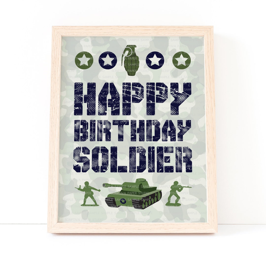Happy Birthday Soldier Party Sign | Army Military Birthday Party Decor ...