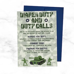 Camo Army Military Baby Shower Invitation - Etsy