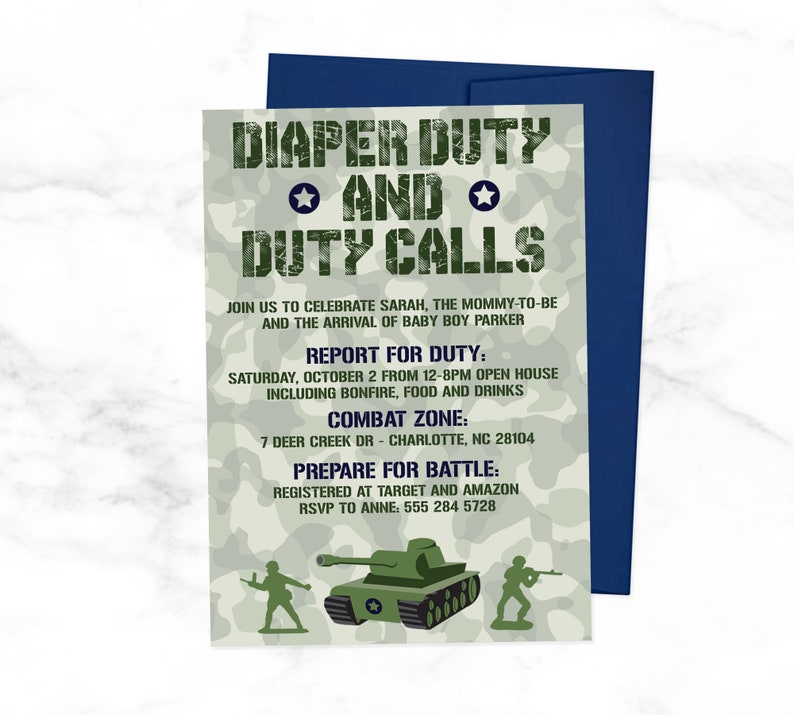 Camo Army Military Baby Shower Invitation - Etsy