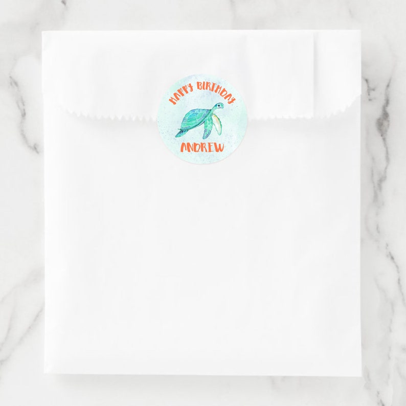 Set of 3 Turtle Stickers Sea Turtle Birthday Party | Etsy