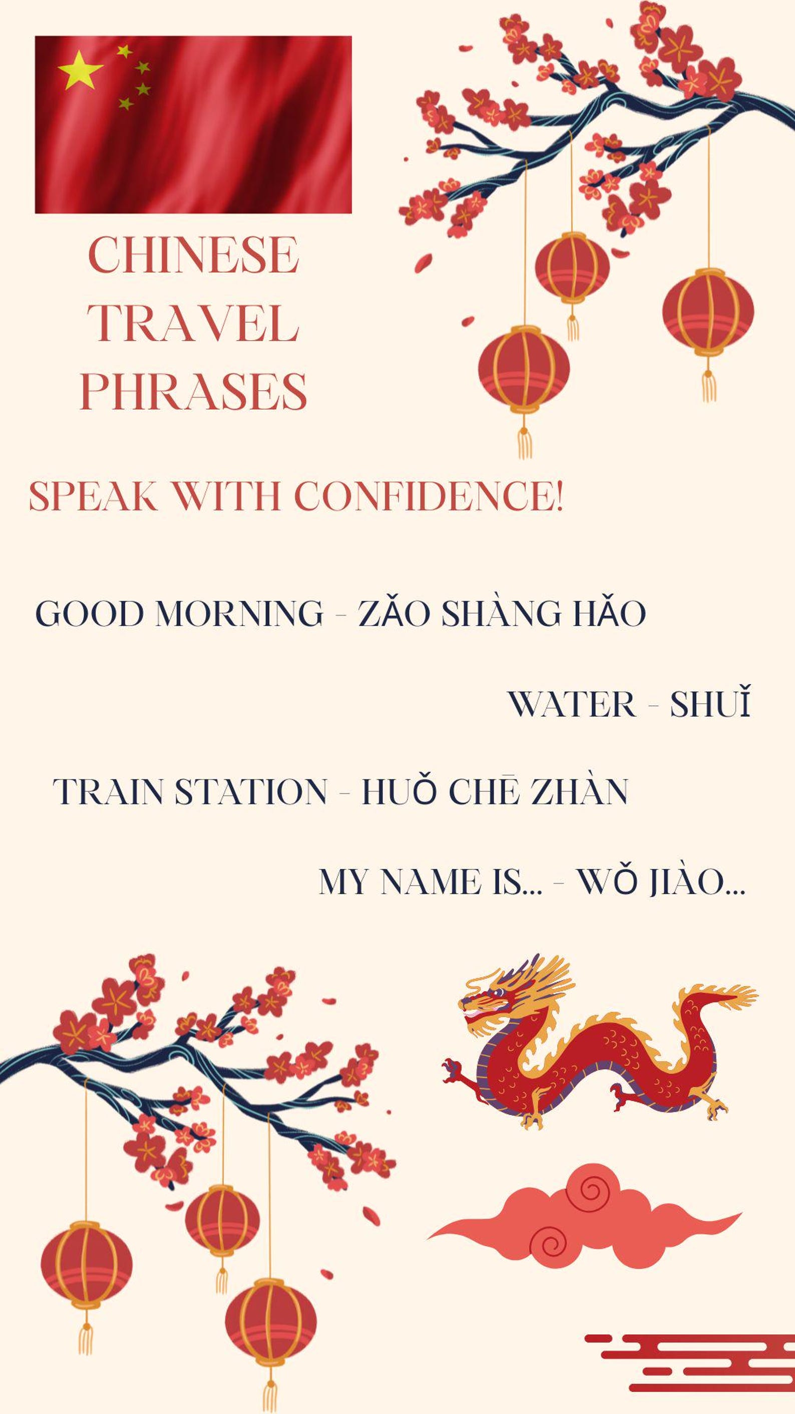 Chinese Travel Phrases One Page PDF – 40 Essentials With Characters ...