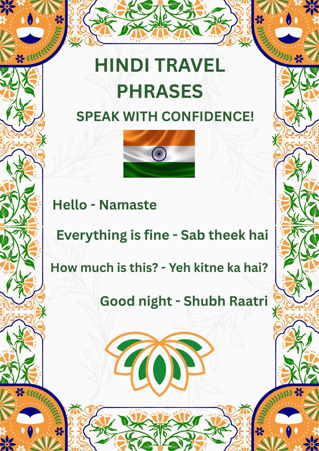 Hindi/ Indian Travel Phrases PDF – 40 Essentials With Devanagari ...
