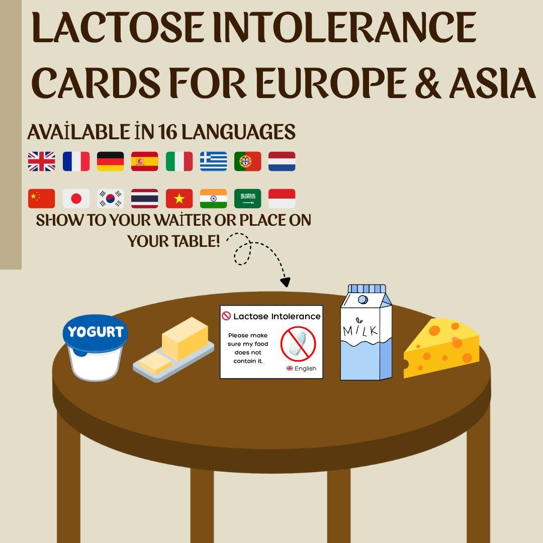 Lactose Intolerance Cards – European & Asian Languages Bundle ...