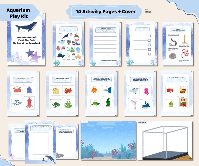Aquarium Activity Kit: Printable Ocean Play, Word Bank & Journal (PDF ...