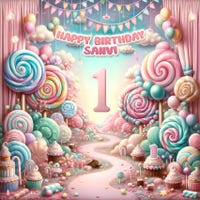 Candyland Birthday Banner | Pastel Candyland Theme Party | Happy ...