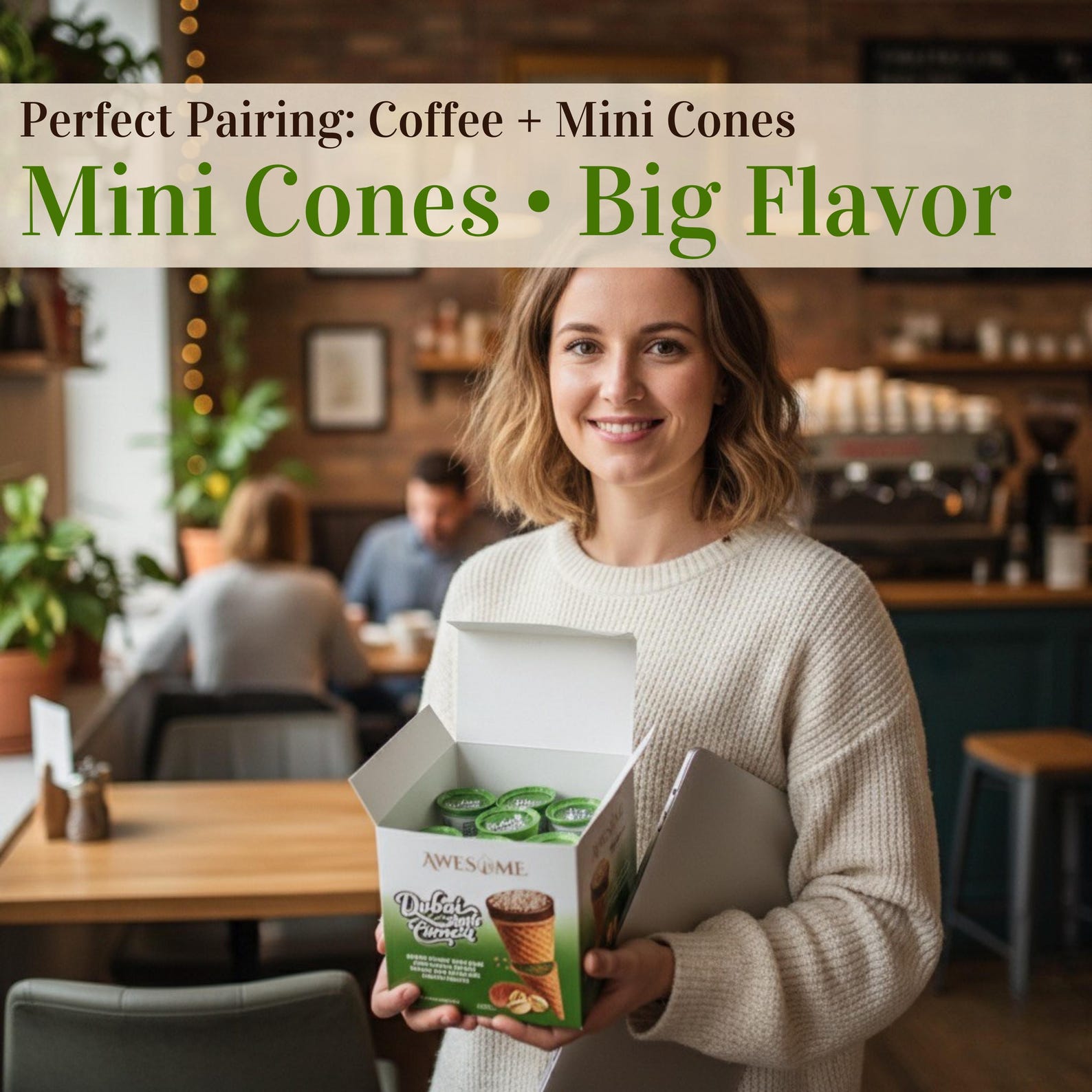 Dubai Style Cones 7 Pack | Chocolate & Pistachio Cream Filling With ...
