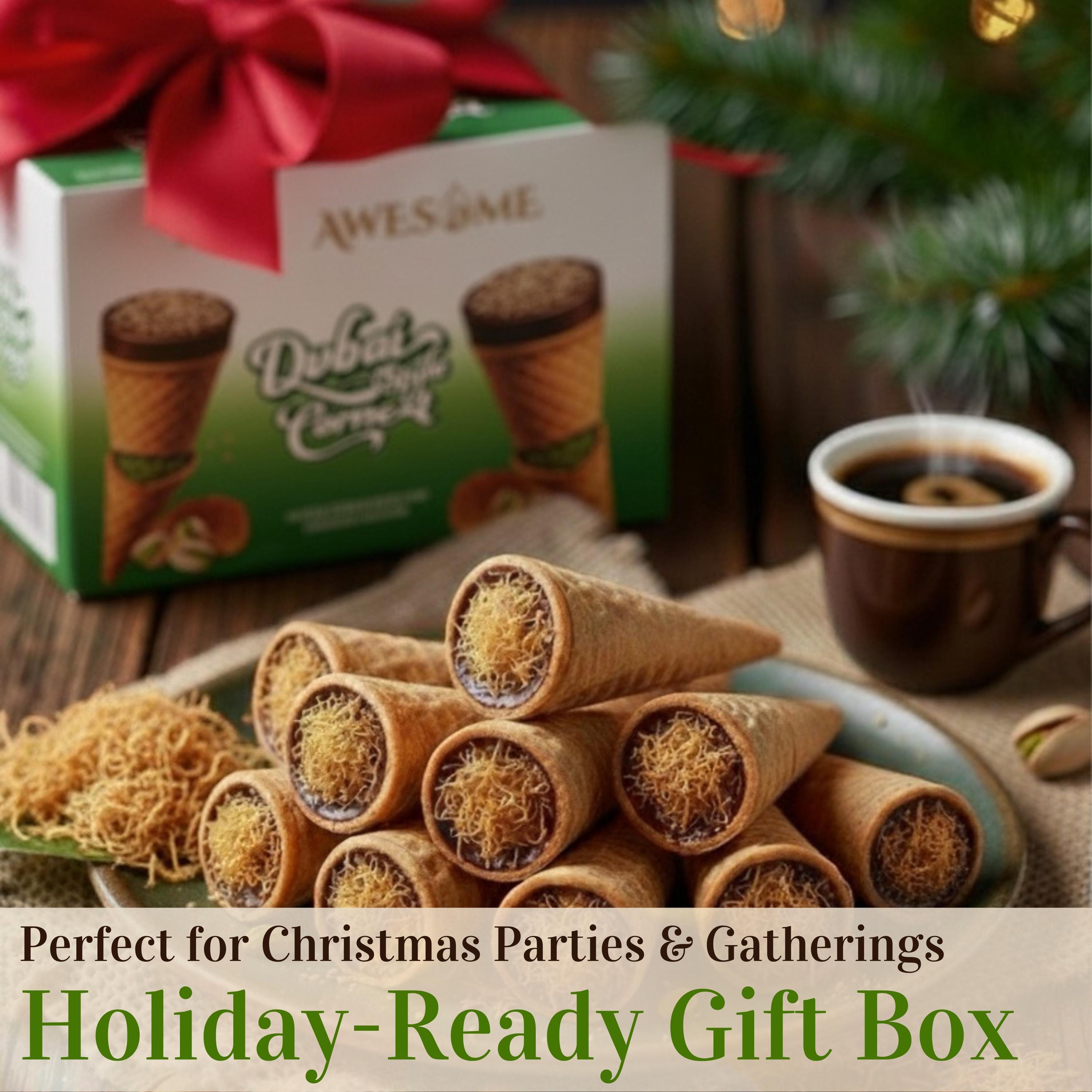 Dubai Style Cones 7 Pack | Chocolate & Pistachio Cream Filling With ...