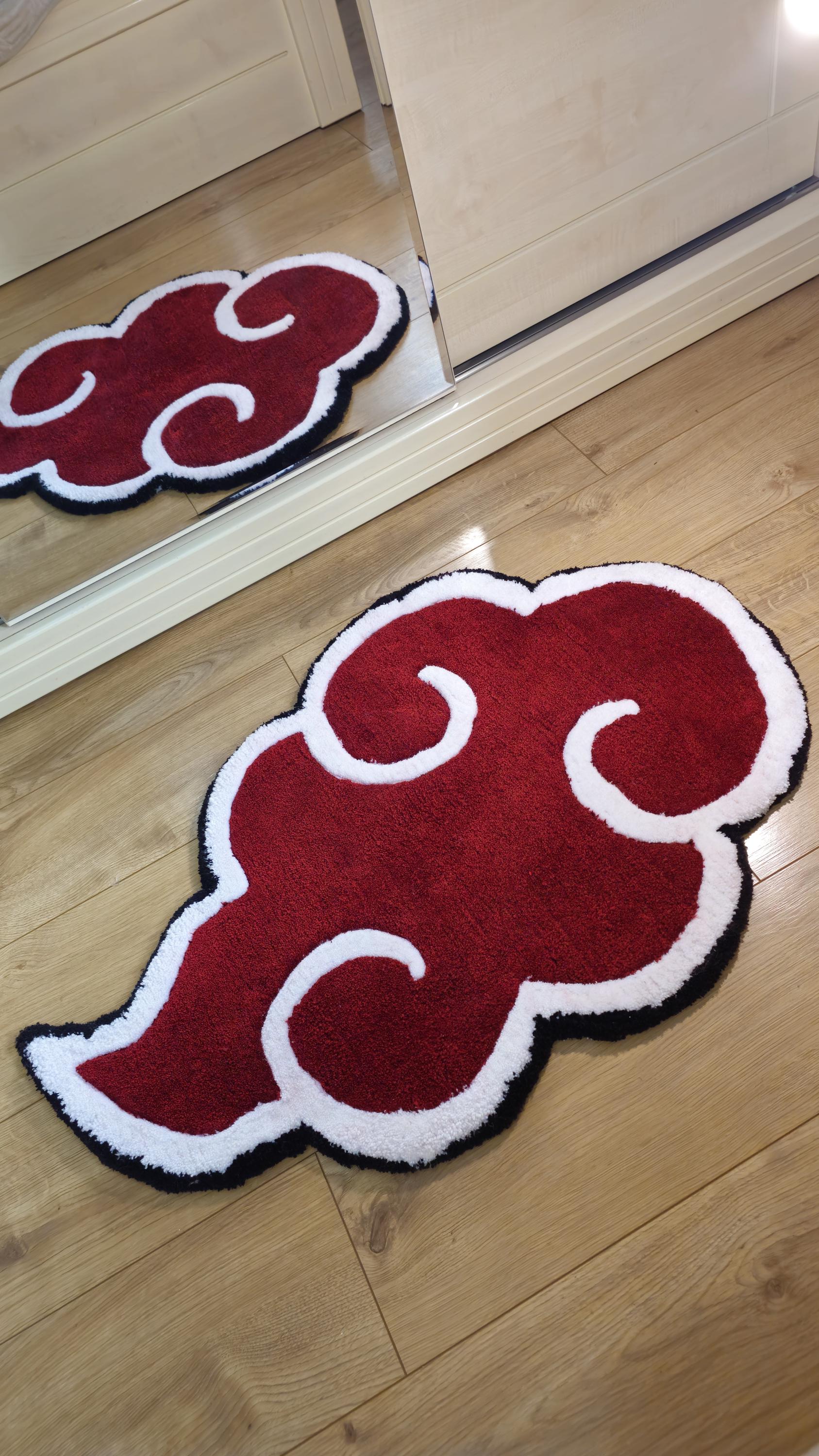 Akatsuki Cloud Rug | Naruto Tufted Carpet | Anime Room Decor | Anime ...