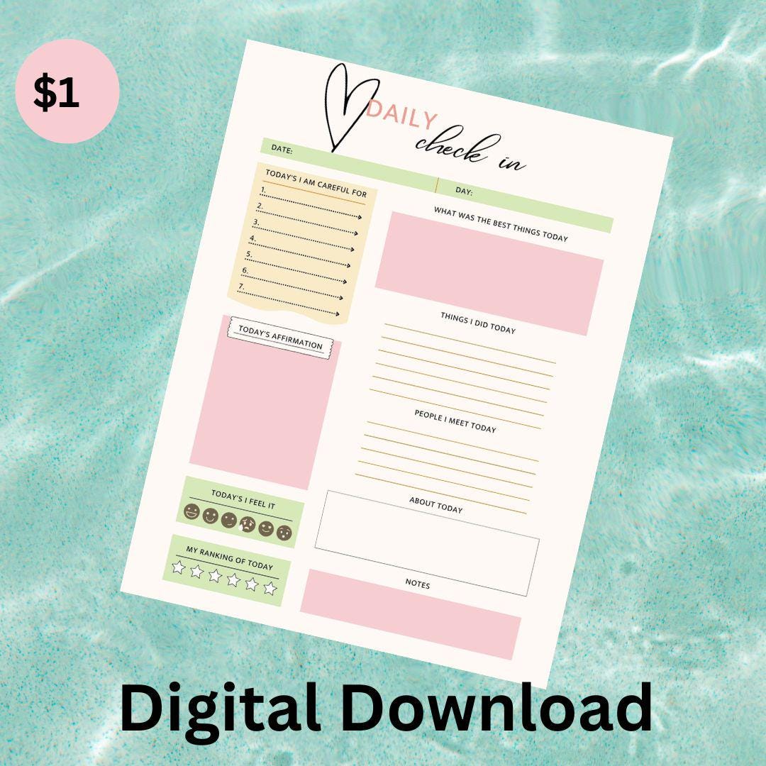 Daily Check in Sheet - Etsy