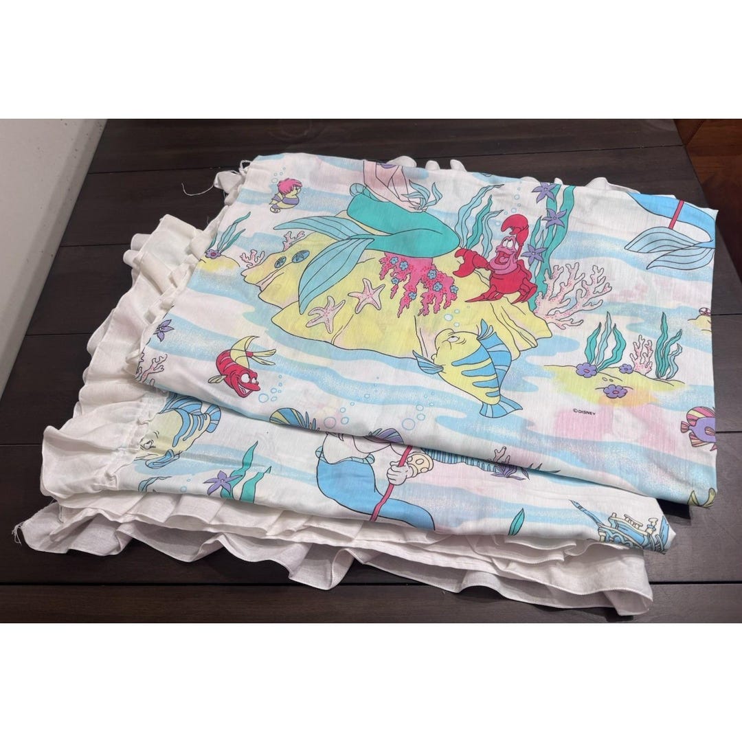 2 X Disney the Little Mermaid Curtain Panels Set Ariel Window Ruffle ...