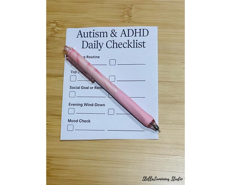 Autism + ADHD Daily Checklist | Printable Routine and Mood Tracker for ...
