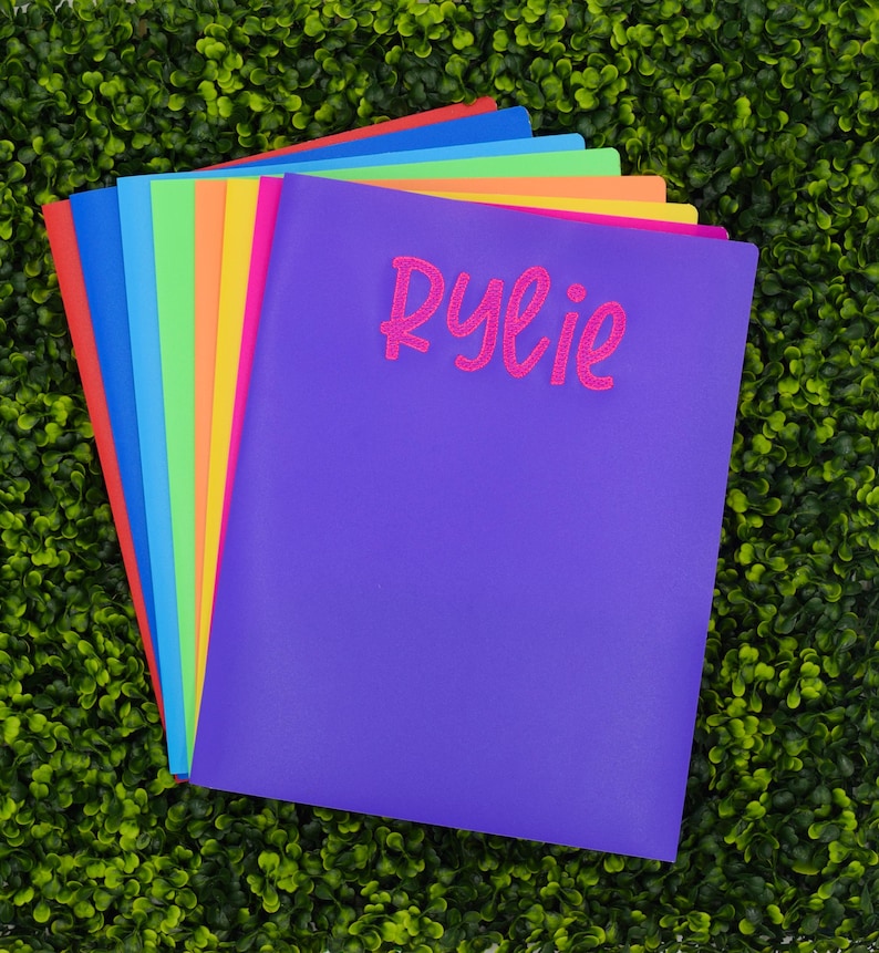 Personalized Embroidered School Folder: Custom Name Two-pocket ...
