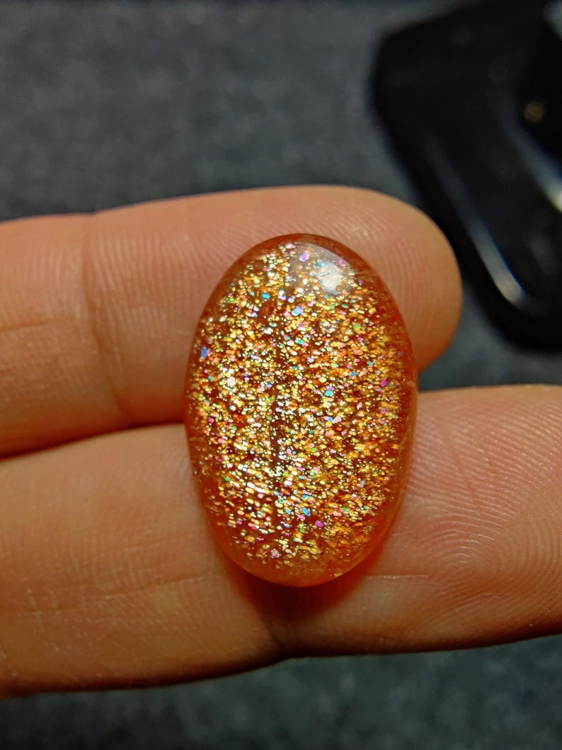 Natural Sunstone Cabochon | Sparkling Peach Sunstone Gemstone ...