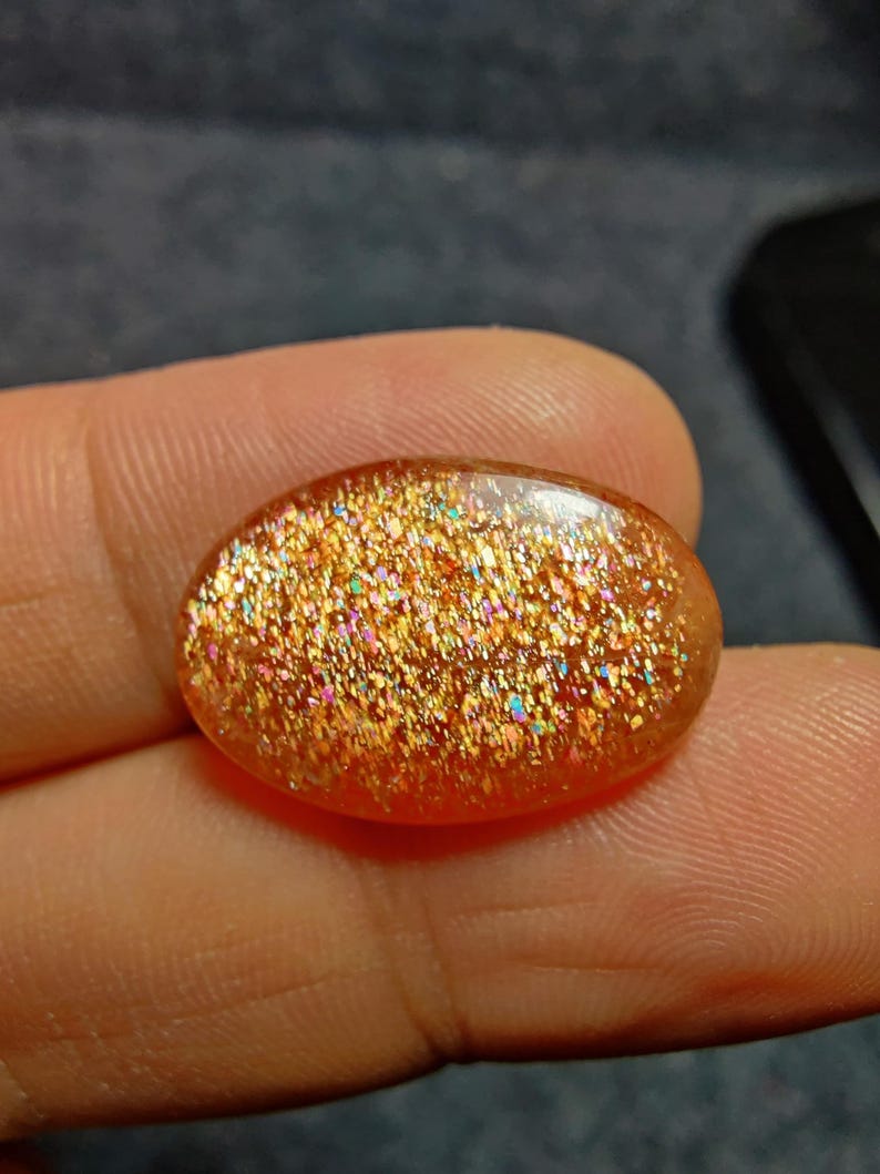 Natural Sunstone Cabochon | Sparkling Peach Sunstone Gemstone ...