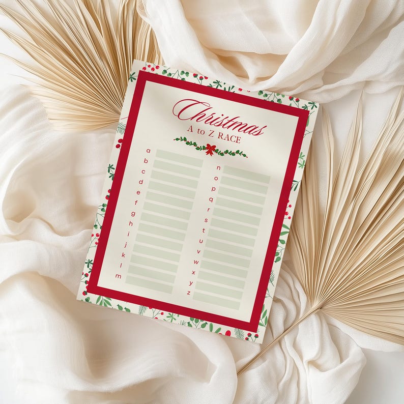 Christmas A to Z Race Game Printable for Kids & Adults, Fun Holiday ...