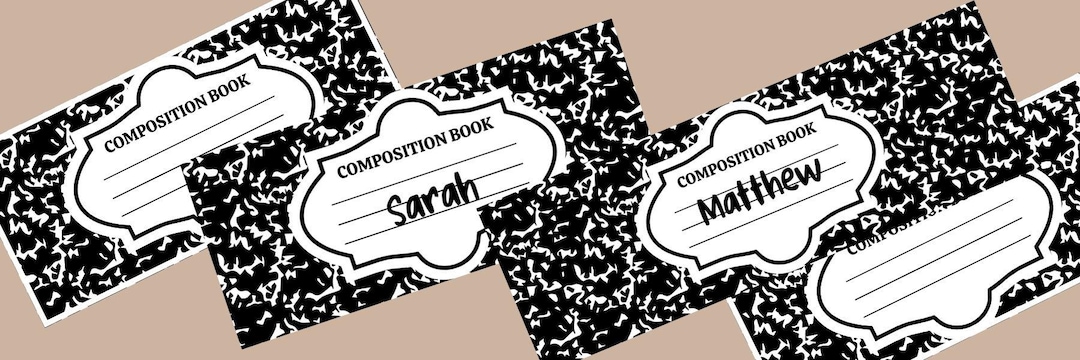 Blank Composition Book Name Tags, Digital Download - Etsy