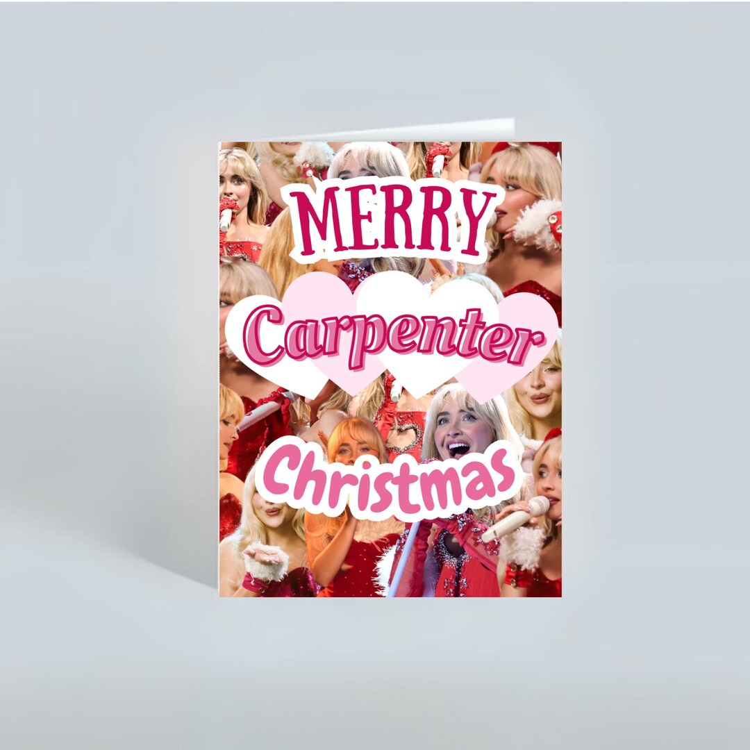 Sabrina Carpenter Inspired Christmas Card (digital Download) Pink Pop ...
