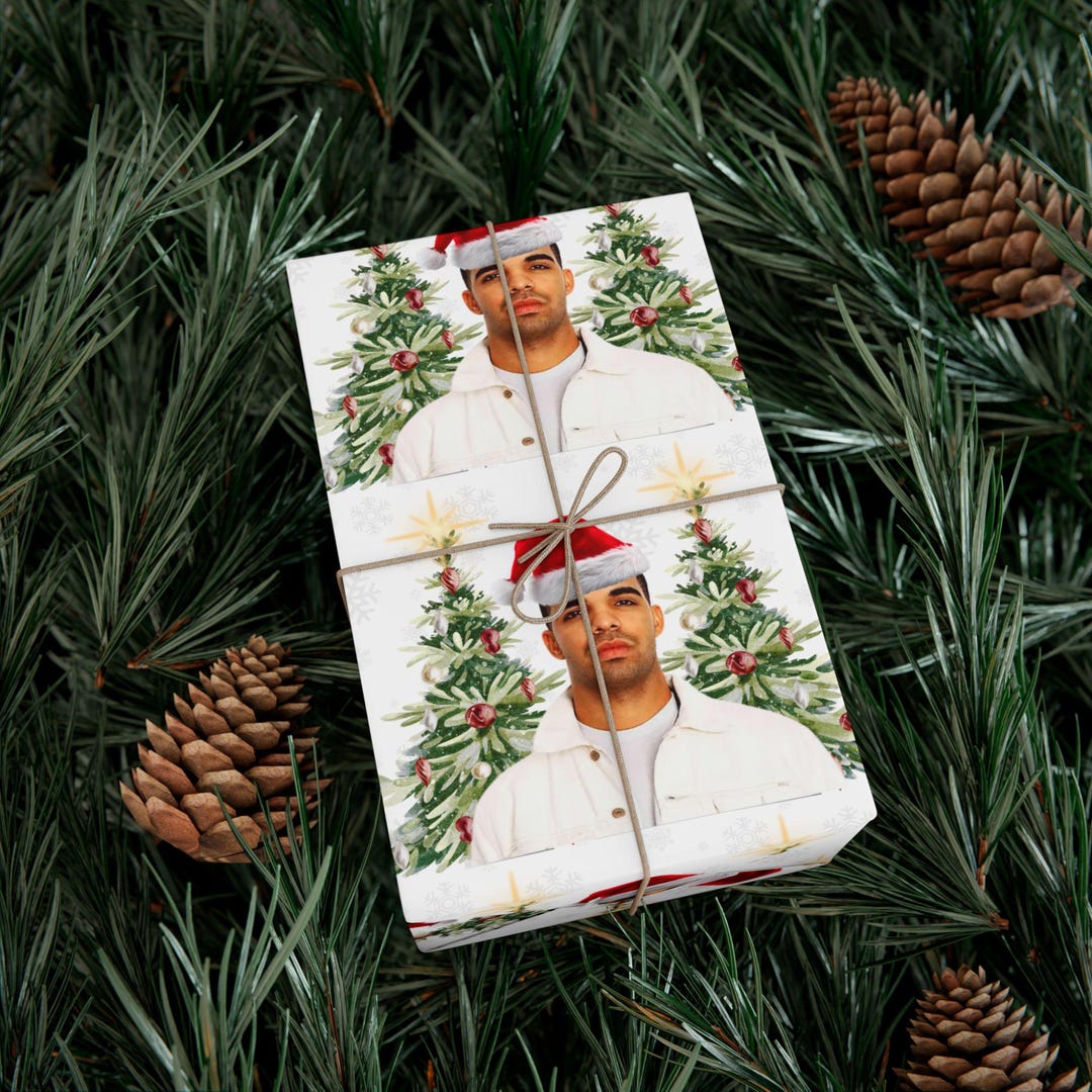 Drake Inspired Christmas Wrapping Paper | Funny Santa Holiday Gift Wrap ...