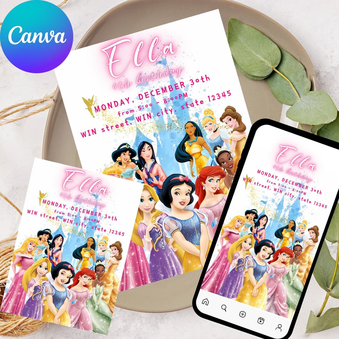 Four Ever A Princess Birthday Invitation Fourever A Princess Invitation ...