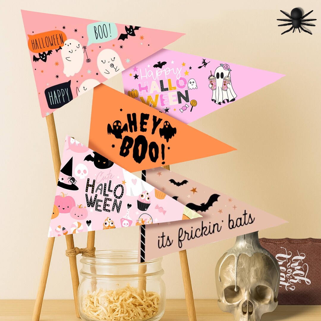 Printable Halloween Pennant Flags Halloween Gift Tag Boo Basket Flag ...