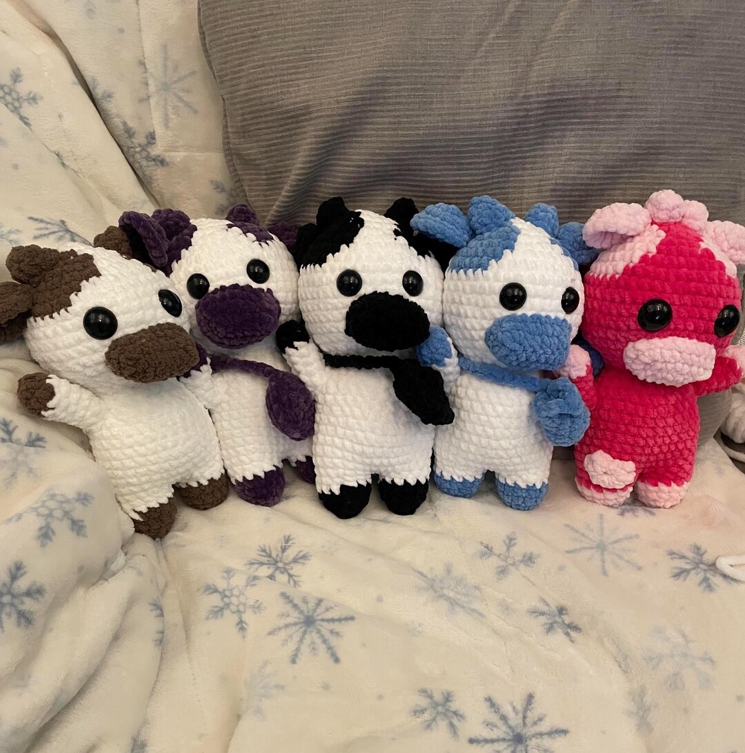 Cow Stuffed Animal Crochet Colorful Plushie - Etsy