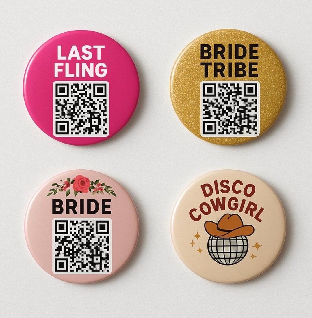 Custom Bachelorette Party QR Code Button Pins: Venmo/cashapp Tip Jar - Etsy