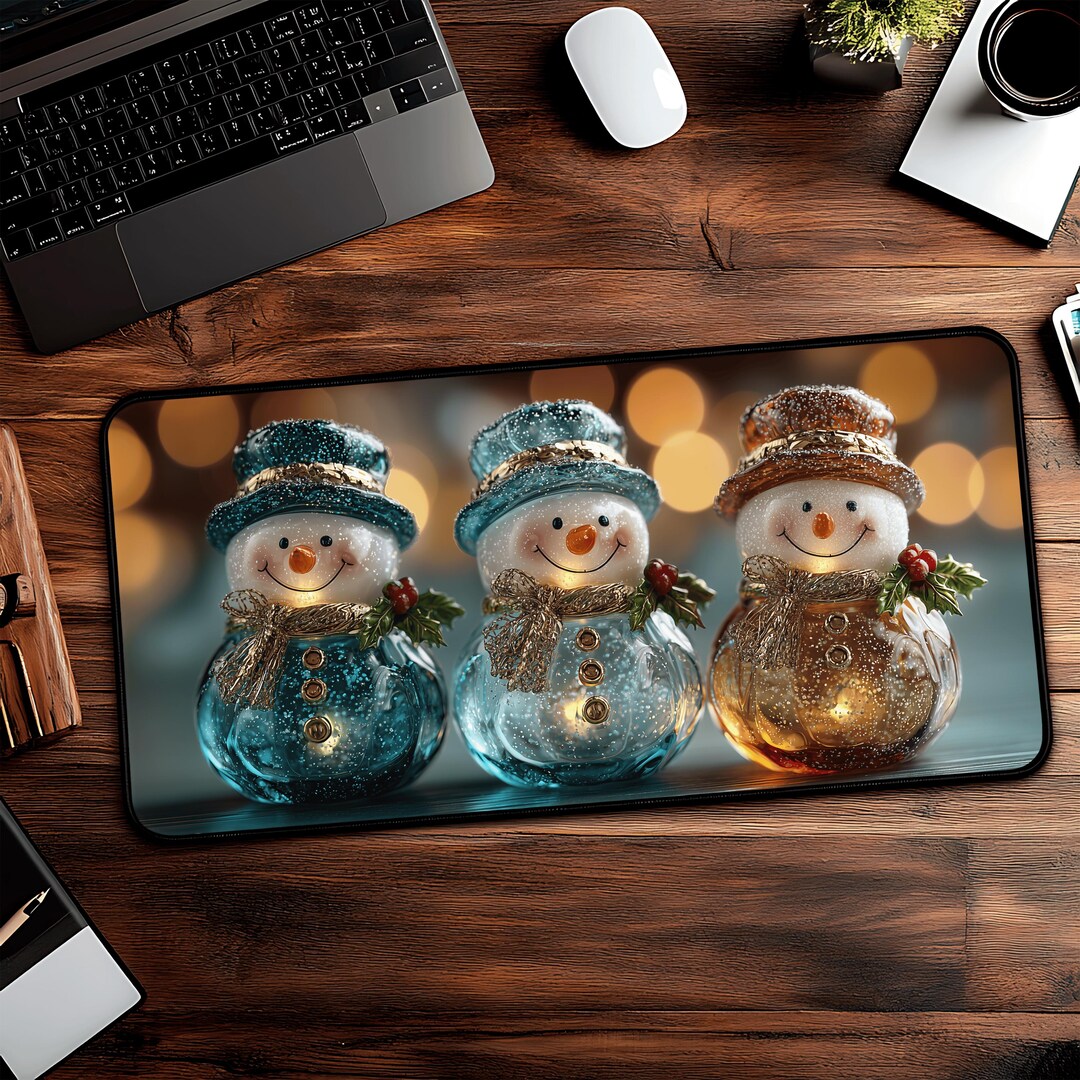 Snowmen Trio Christmas Desk Mat: Festive Trio Collection XL Mouse Pad ...