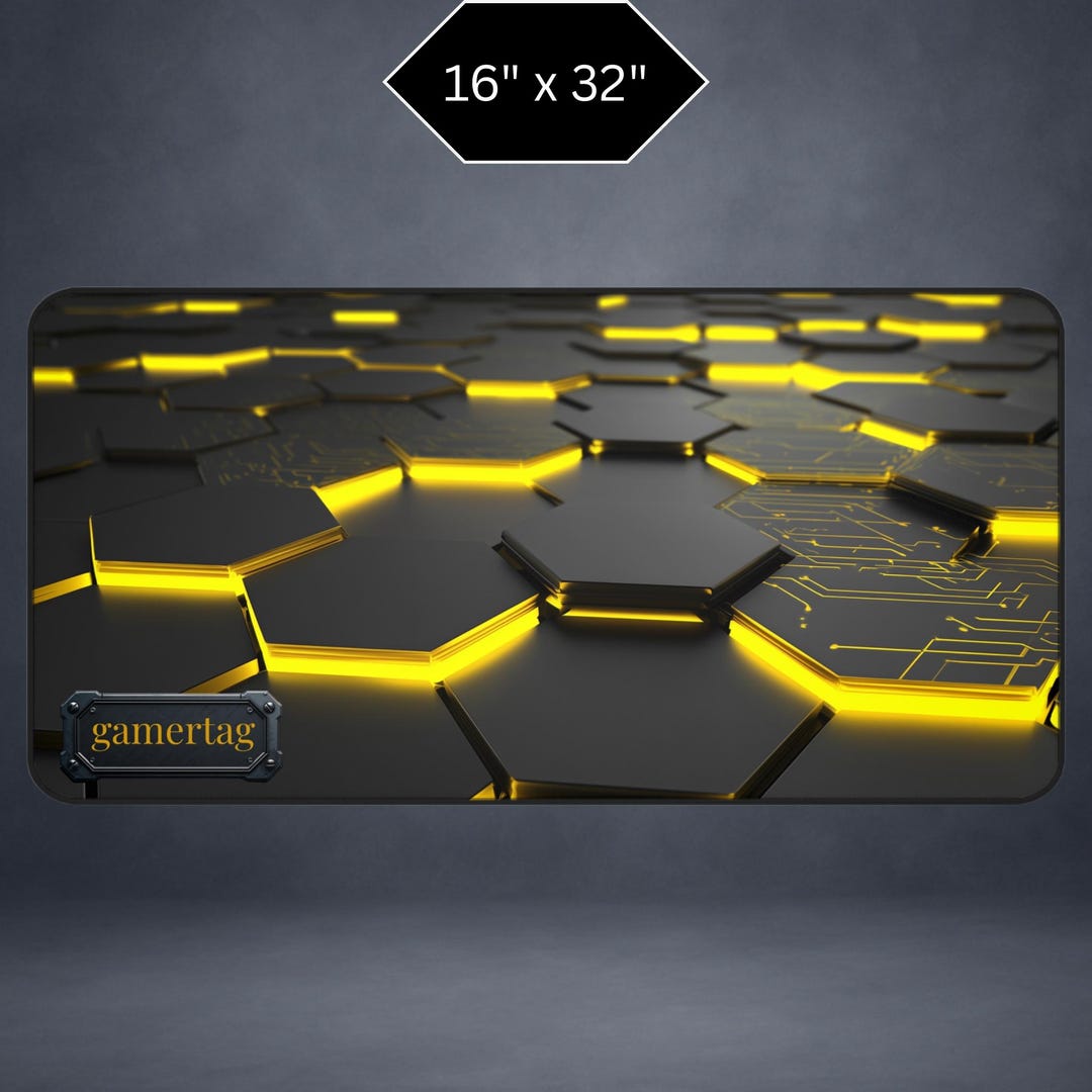 Hexforge Desk Mat Collection - Hexforge Neon Yellow Hex-grid Desk Mat ...