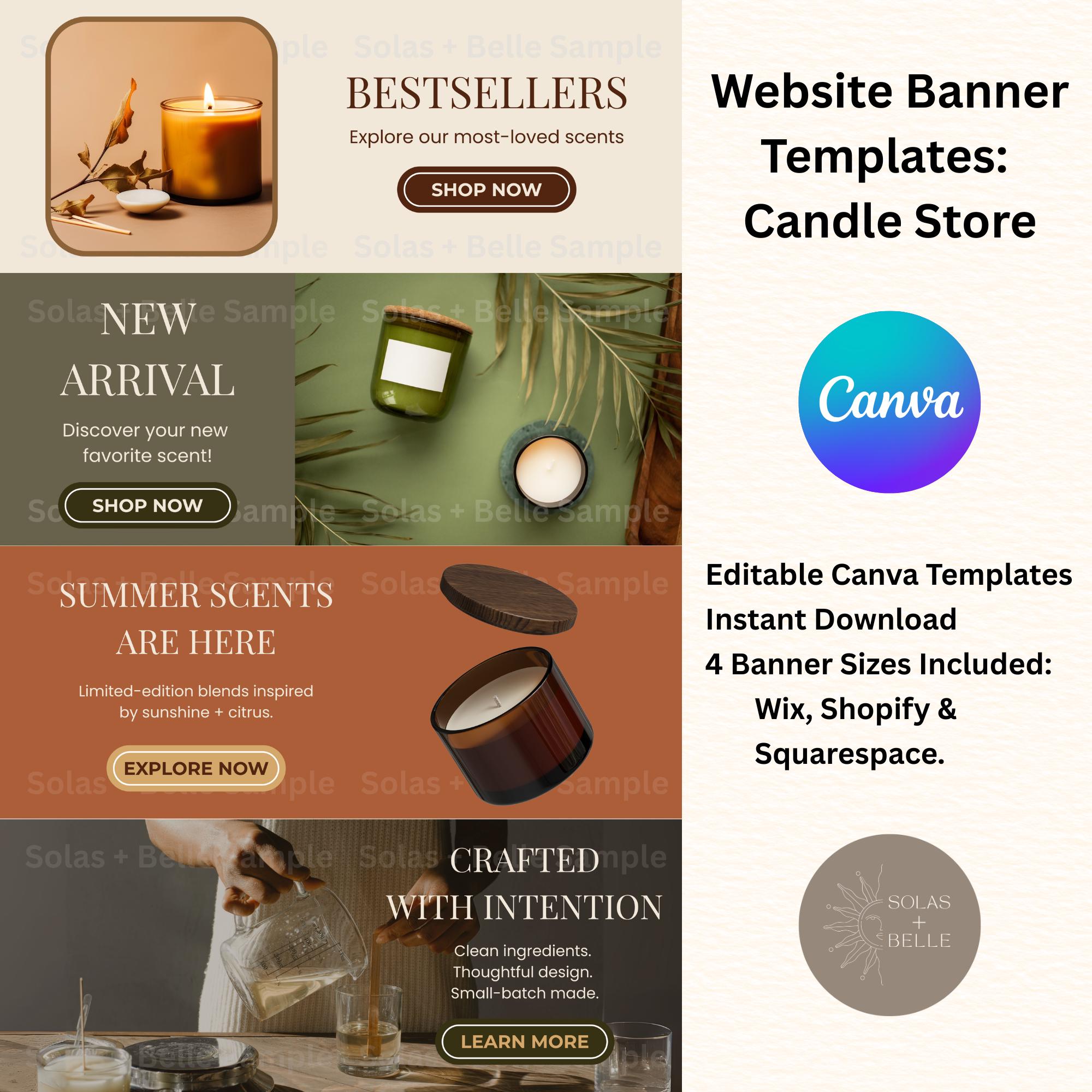 Warm + Earthy Website Banner Template Pack for Candle Shops – Wix ...