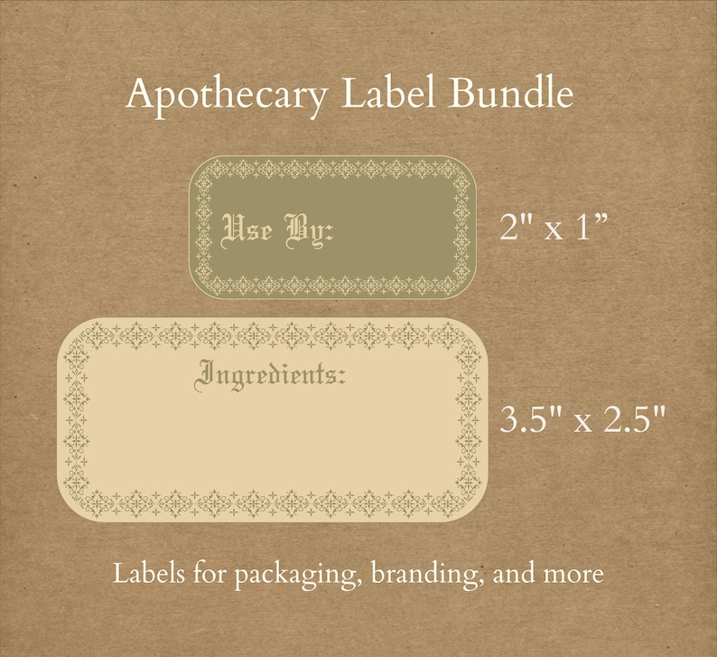 Medieval Apothecary Label Bundle – 'ingredients' and 'use By' – 3.5"x2 ...