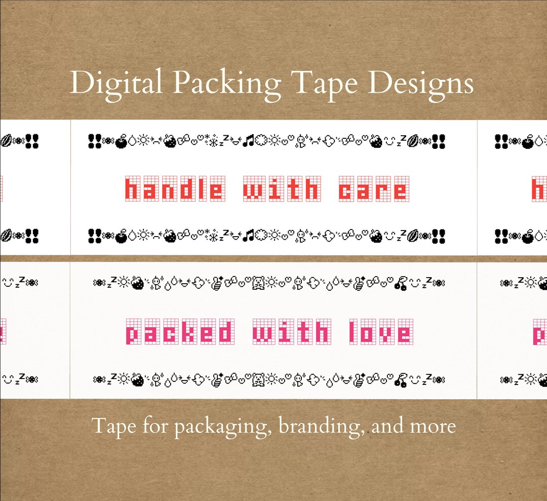 Pixel Packing Tape Designs Set – Packaging/shipping Tape for Artisan ...