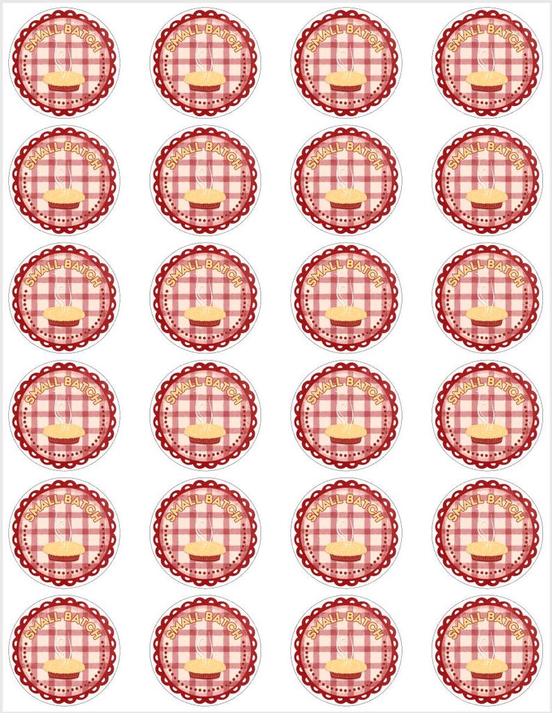Retro Small Batch Pie Printable Labels - 1.5" × 1.5" Stickers for ...