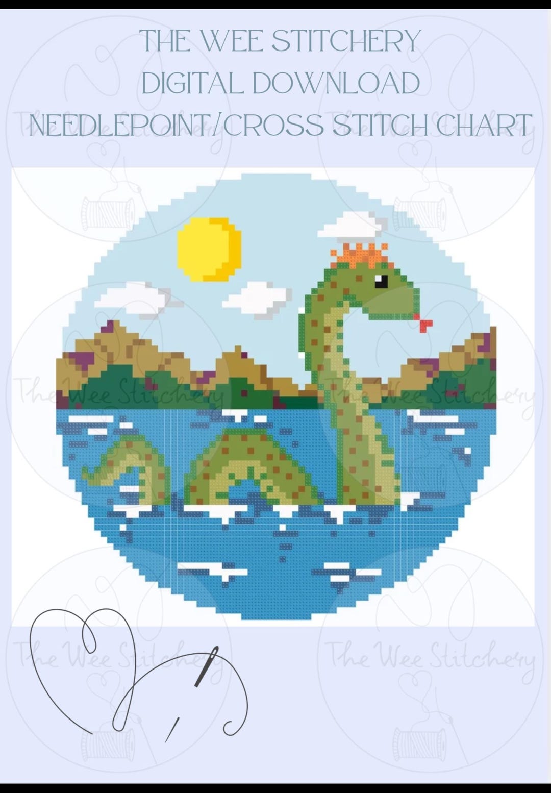 Nessie Needlepoint Chart, Scottish Loch Ness Monster (PDF Pattern) - Etsy