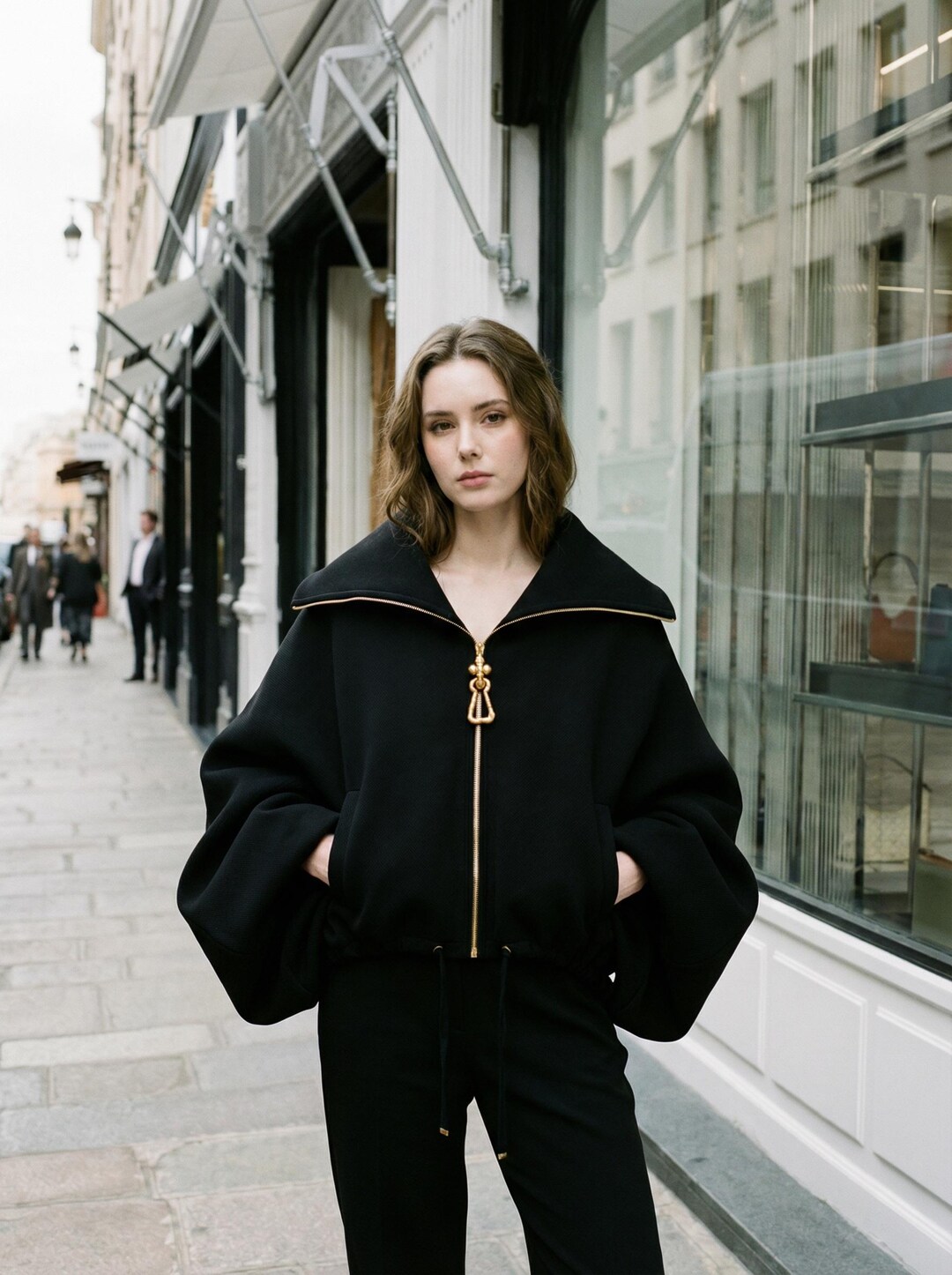 Avant Garde Black Jacket | Oversized Lantern Sleeve Coat | High Collar ...