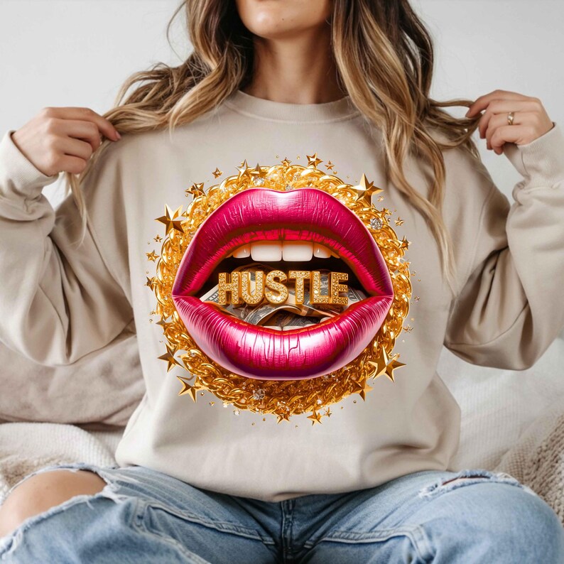Glossy Hustle Lips PNG, Luxury Lip Clipart, Pink Money Lips Graphic ...