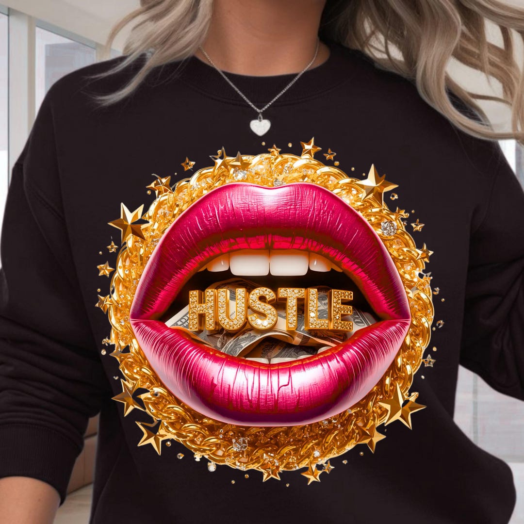 Glossy Hustle Lips PNG, Luxury Lip Clipart, Pink Money Lips Graphic ...