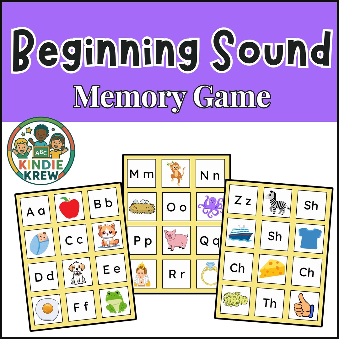 Beginning Sounds Memory Game - Etsy