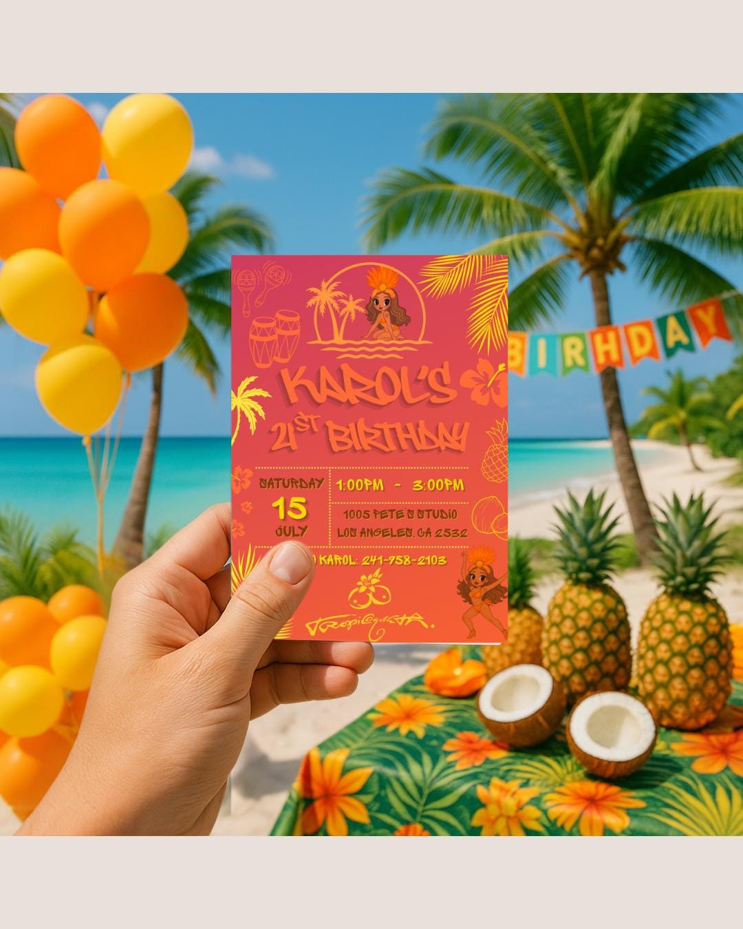 Karol G Birthday Invitation: Tropicoqueta Theme (digital File + Free ...