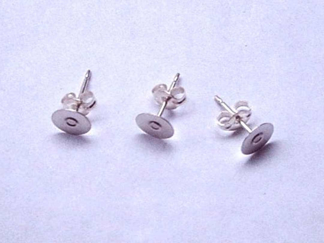 10 (5 Pairs) Sterling Silver Earring Posts With 6mm Flat Pad, With or ...