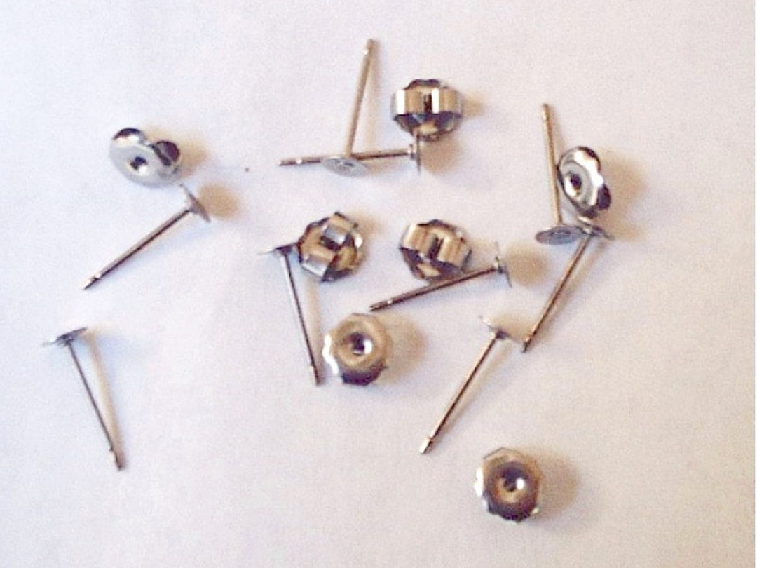 Nickel Free 100 Pieces Titanium 4mm Earring Posts With or Without Backs ...