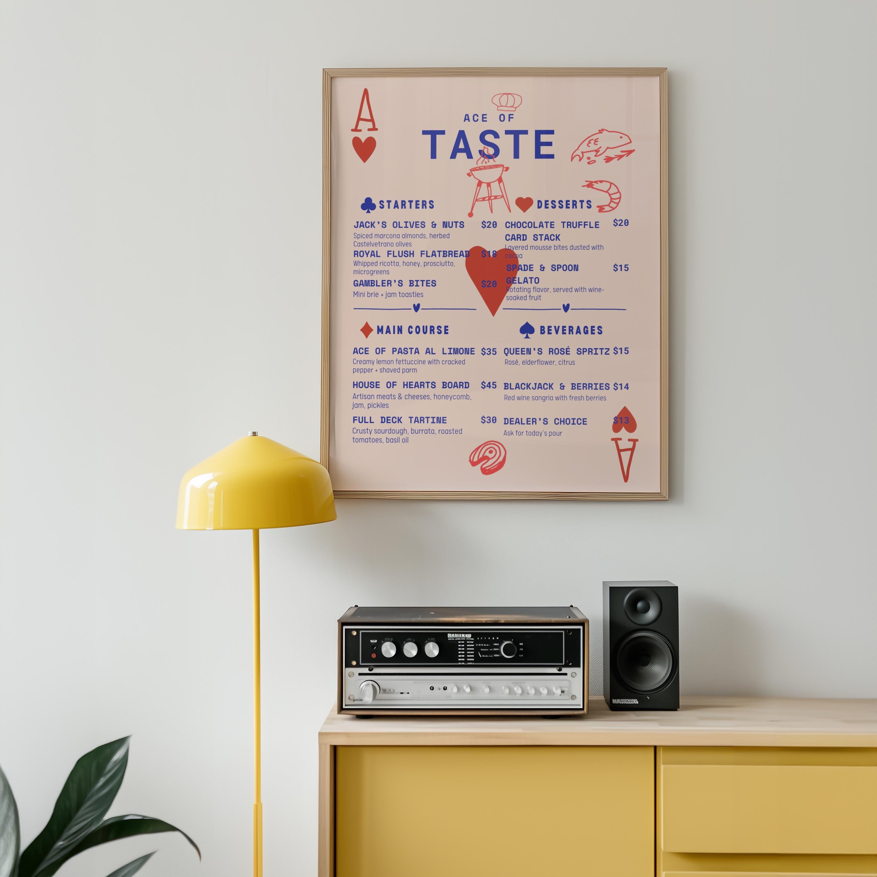 Ace of Taste Menu Print – Playing Card Kitchen Art (digital Download ...